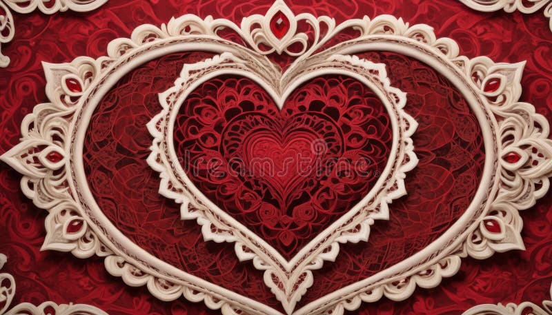 Intricate Red and White Heart Artwork Stock Photo - Image of abstract ...