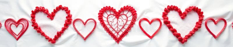 Intricate Red and White Heart Pattern on Smooth White Cloth , Romance ...
