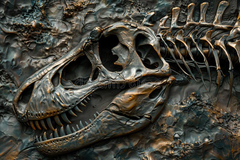 An Intricate Rendering of a Beautifully Preserved Dinosaur Fossil ...