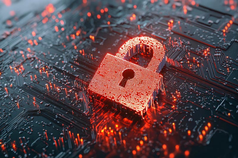 Intricate Rendering of a Digital Padlock Floating in a Data Stream ...