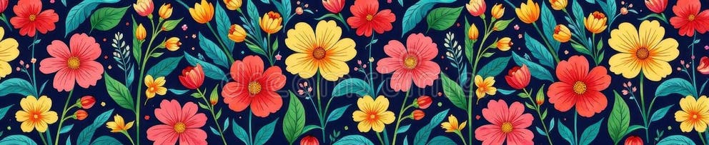Intricate, Repeating Botanical Illustration, Vibrant Hues, Elegant ...