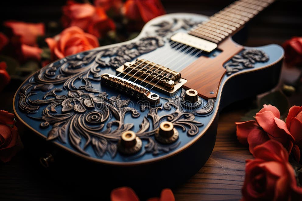 Intricate Repeating Squeaking Guitar Pattern Stock Illustration ...