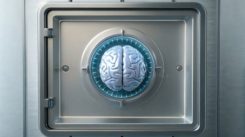 Intricate Representation of a Brain Enclosed within a Transparent Metal ...