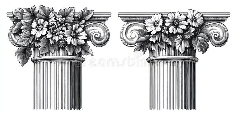 Intricate Representations of Traditional Columns with Elaborate Floral ...