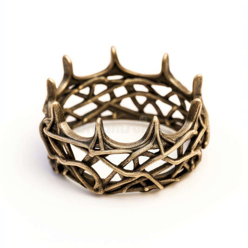 Intricate Metal Crown Ring in Bronze with 3d Printed Design Stock ...