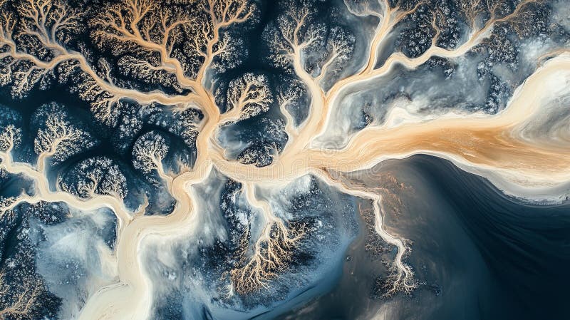 Intricate River Delta Patterns with Flowing Water and Natural Textures ...
