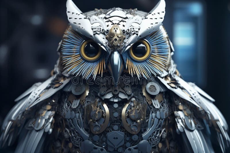 Intricate Robotic Owl in Moonlit Forest (generative AI) Stock ...
