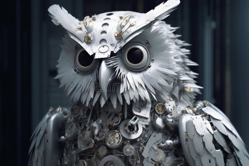 Intricate Robotic Owl in Moonlit Forest (generative AI) Stock ...