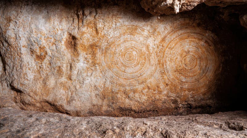 Intricate Rock Formations with Concentric Circles Stock Illustration ...