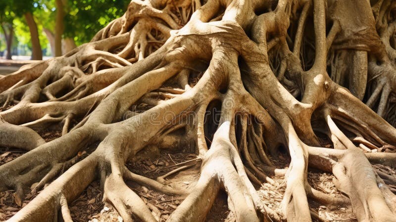 Intricate root of the tree stock illustration. Illustration of moisture ...