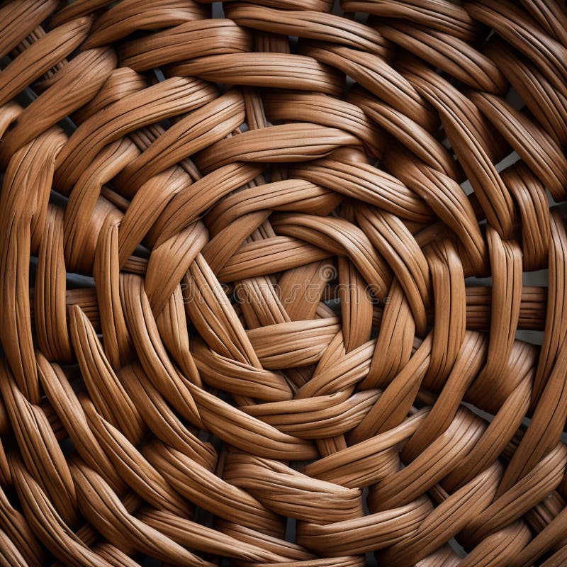 The Intricate Round Wicker Texture, Captured in Close-up, Reveals a ...