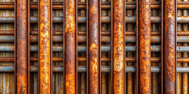 Intricate Rust-colored Metal Pipes Arranged in a Grid Pattern Showing ...