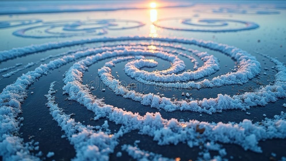 Intricate Salt Spiral Patterns on Beach at Sunset Stock Illustration ...