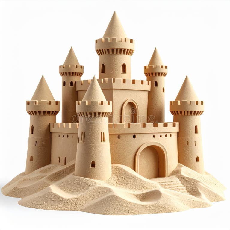 Intricate Sandcastle Model on White Background Stock Illustration ...