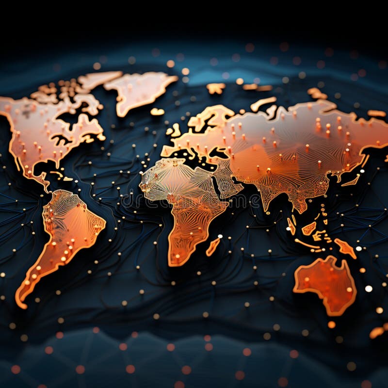 Intricate Scales and Points Forming an Abstract World Map Pattern Stock ...