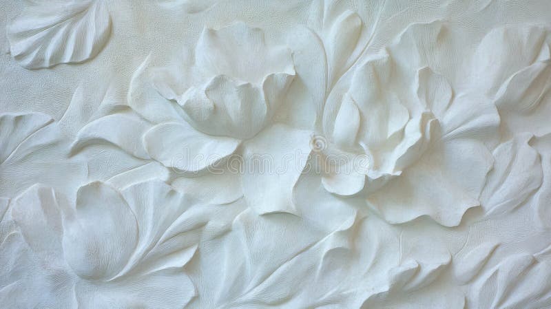 Intricate Sculpted Floral Design on Plaster Wall for Elegant Interior ...