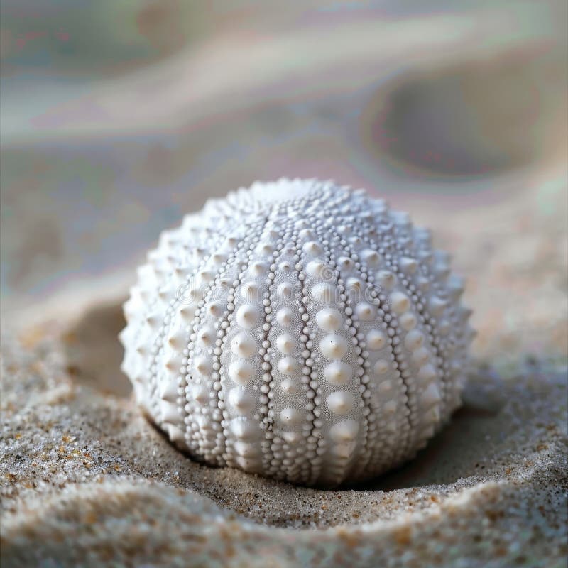 Intricate Sea Urchin Shell on Sandy Beach Stock Illustration ...