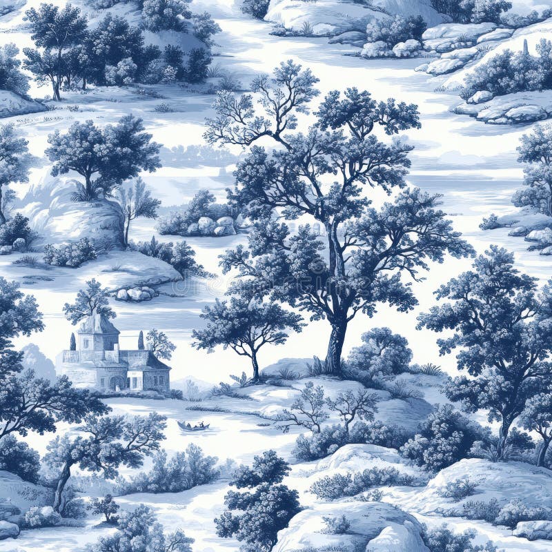 Intricate Seamless Pattern Featuring Swirling Clouds, Waves, and ...