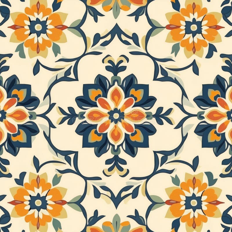 An Intricate, Seamless Floral Tile Pattern Bursting with Vibrant Colors ...