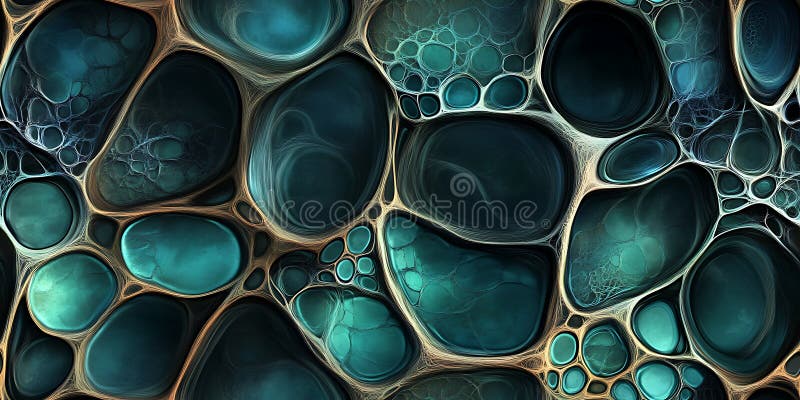 Intricate Seamless Pattern of Abstract Shapes in Deep Blue and Green ...