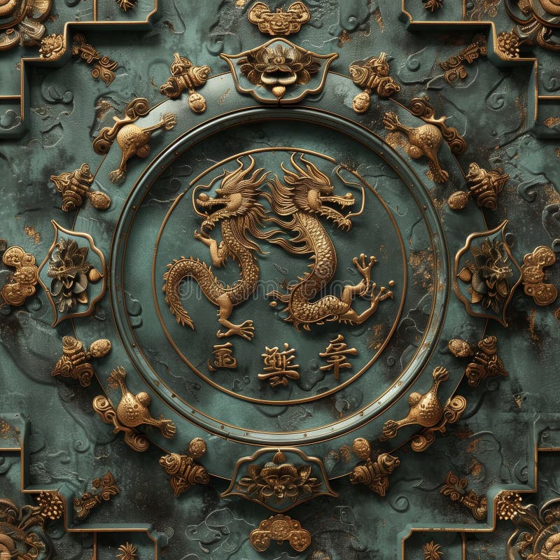 Ancient Chinese Bronze and Calligraphy Artwork Stock Illustration ...