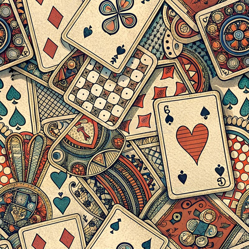Vintage Playing Cards Pattern Stock Image - Image of playing, design ...