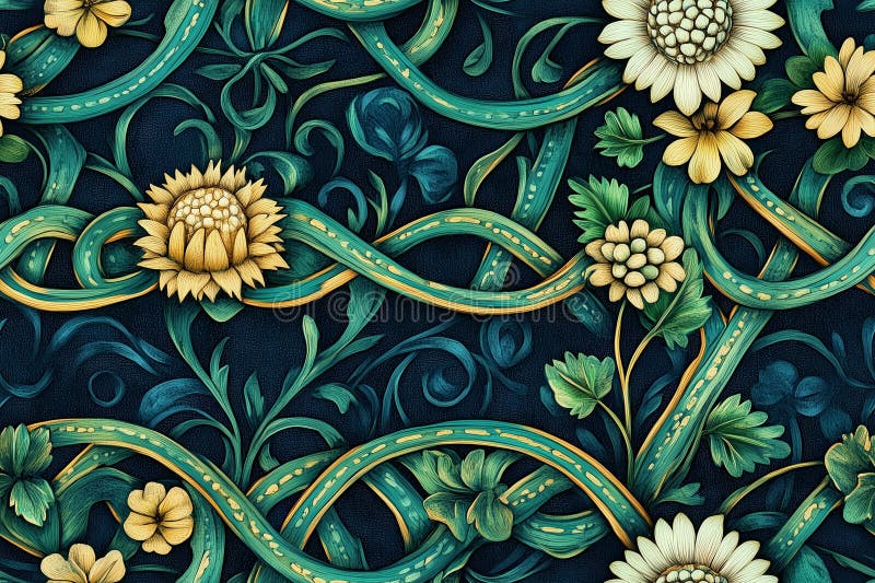 Intricate Seamless Pattern of Interlocking Celtic Knots Intertwined ...