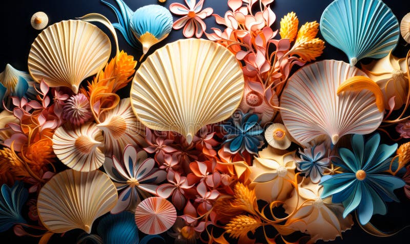 Intricate Seashell Collection in Stunning 3D Render Stock Illustration ...