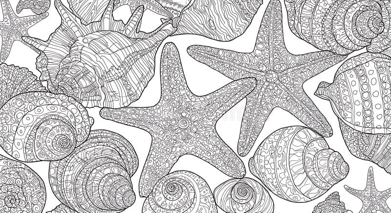 Intricate Seashells and Starfish: a Detailed Zentangle Ocean Scene ...