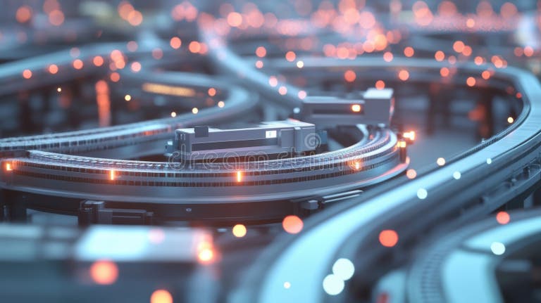 An Intricate Setup of Conveyor Belts Moving Components between Distinct ...