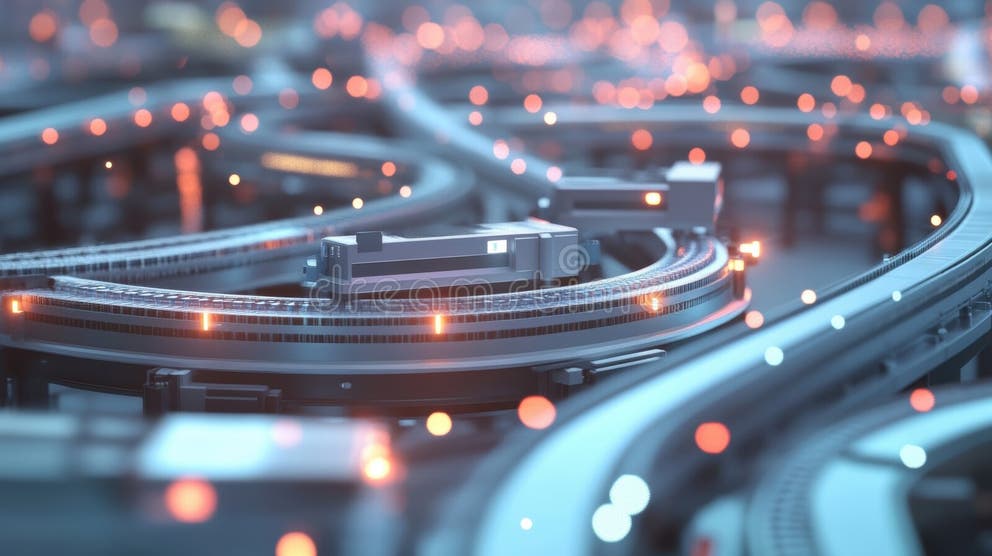 An Intricate Setup of Conveyor Belts Moving Components between Distinct ...