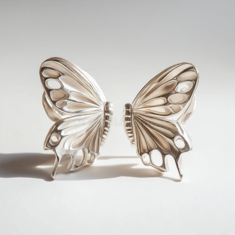 Intricate Silver Butterfly Pair with Detailed Wings Creating Serene ...