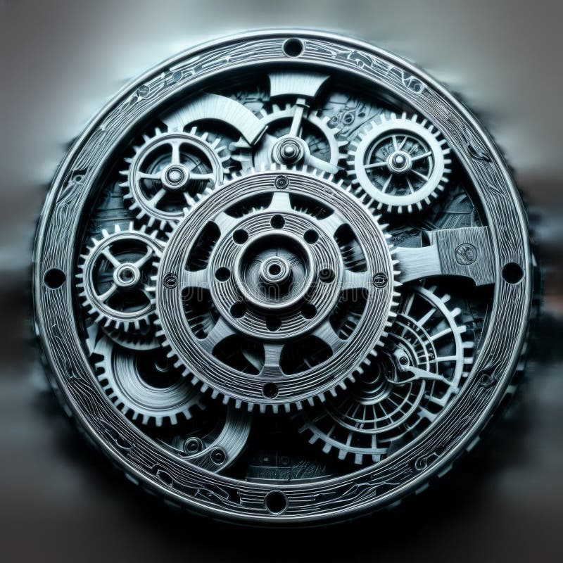 Intricate Silver Gears and Cogs in Mechanical Structure Close-Up Stock ...