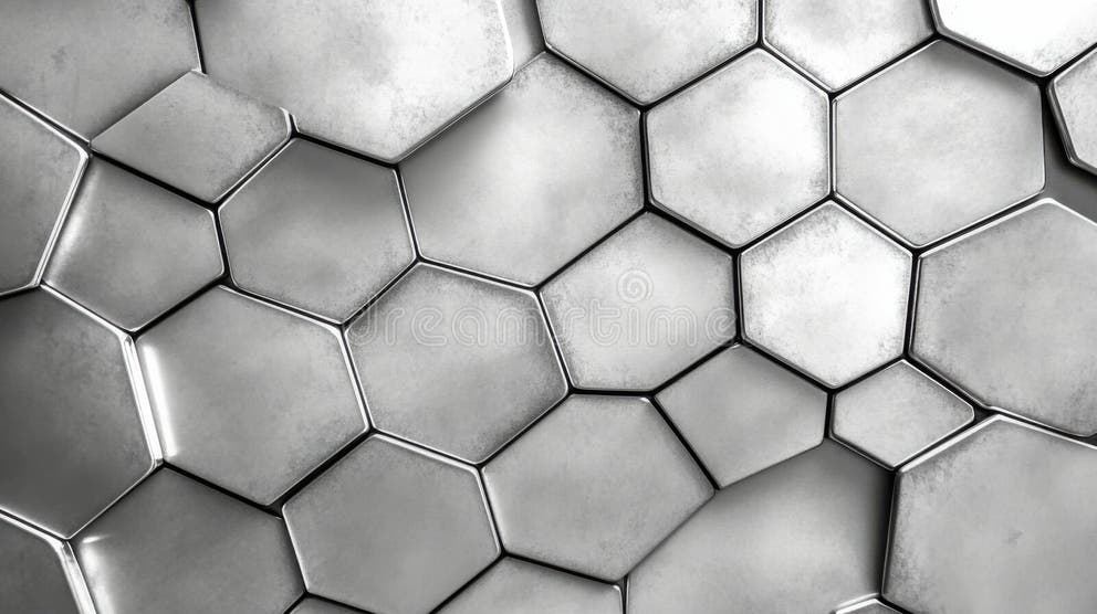 Intricate Silver Hexagonal Pattern Showcases Modern Design in Abstract ...