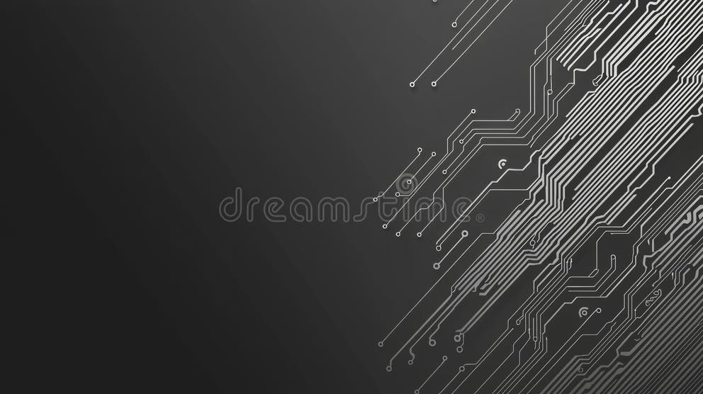 Intricate Silver Lines of a Circuit Board Pattern are Flowing on a Dark ...