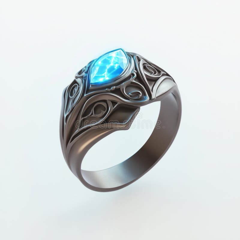 Intricate Silver Ring with Blue Gemstone and Elegant Filigree Design ...
