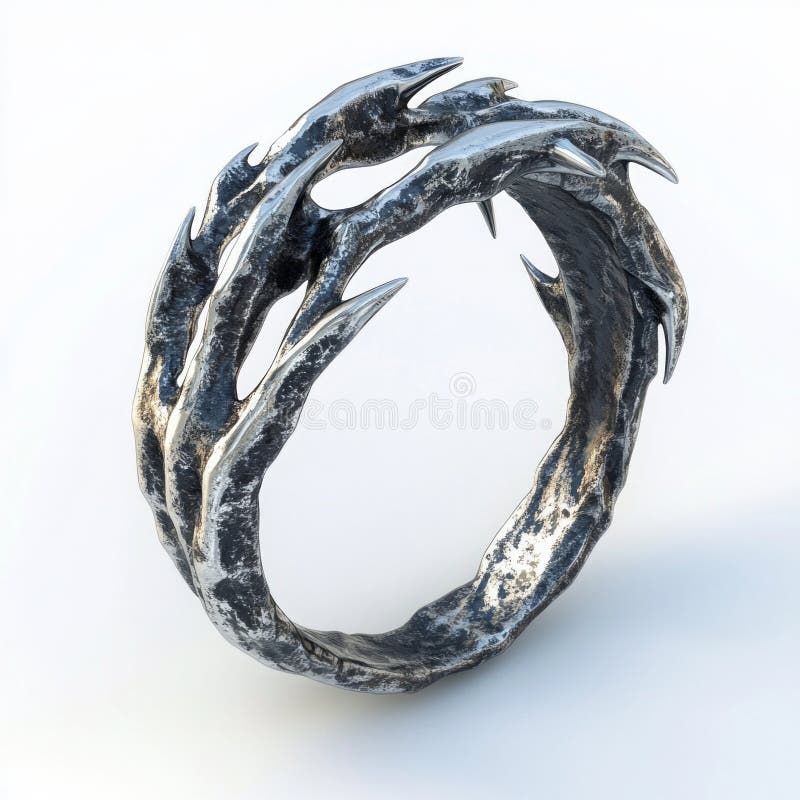 Intricate Silver Thorn Ring with Organic Design and Textured Finish ...