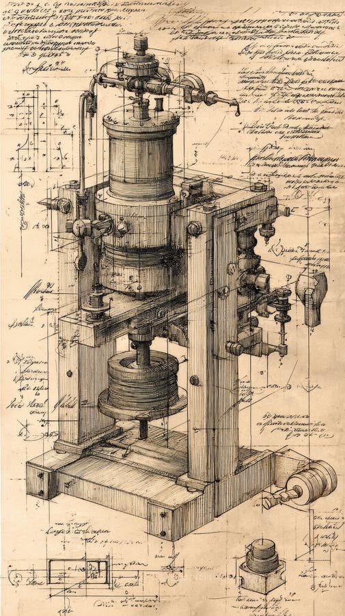 Vertical Engine Tower with Complex Mechanical Systems Stock ...