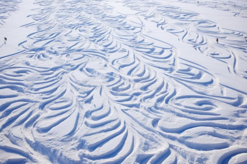 Intricate Snow Designs Formed by Skis on a Hill Stock Image - Image of ...