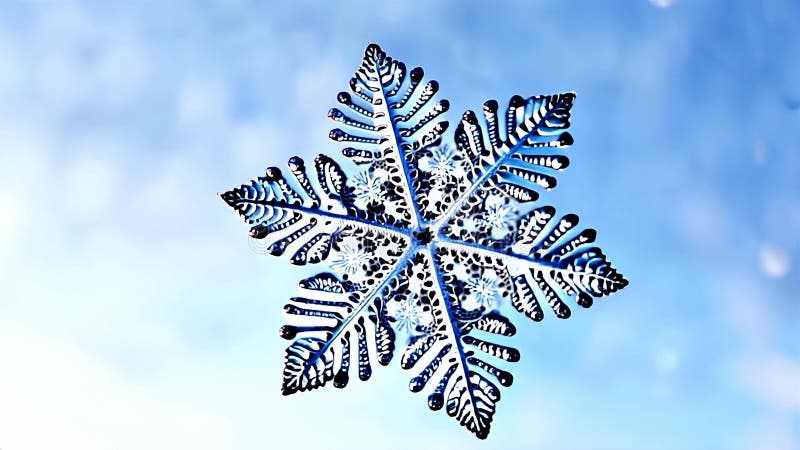 Rotating Snowflake Gracefully Against a Clear Blue Sky Stock Video ...