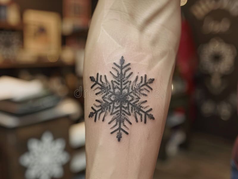 Intricate Snowflake Tattoo on Arm Stock Illustration - Illustration of ...