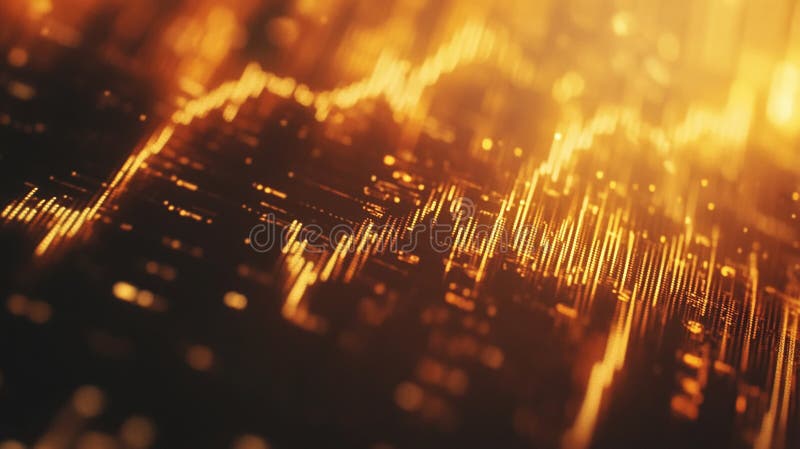 Vibrant Sound Wave Patterns Illuminated in Warm Golden Tones during a ...