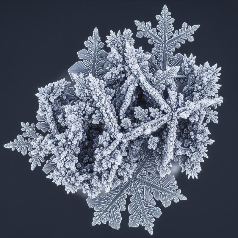 Intricate Spatial Dendrite Snowflake Under Microscope Stock Image ...