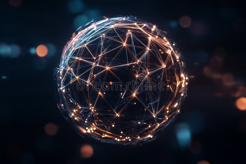 An Intricate Sphere Composed of Interconnected Glowing Wires Levitates ...