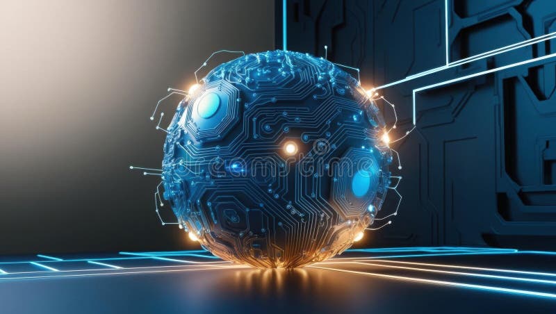 Intricate Sphere Encapsulating Complex Circuitry Symbolizing Technology ...