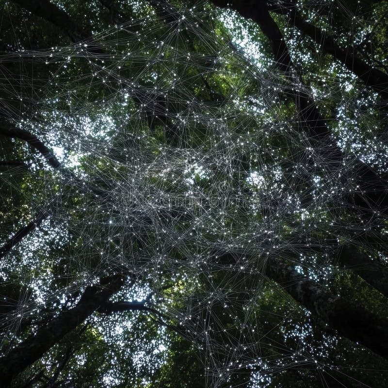 Intricate Spider Web Captured between Trees Stock Photo - Image of ...
