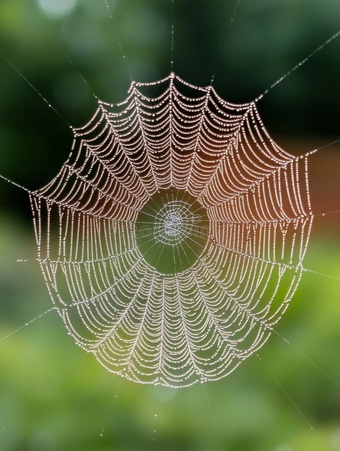 Intricate Spider Web Covered in Dew Stock Illustration - Illustration ...
