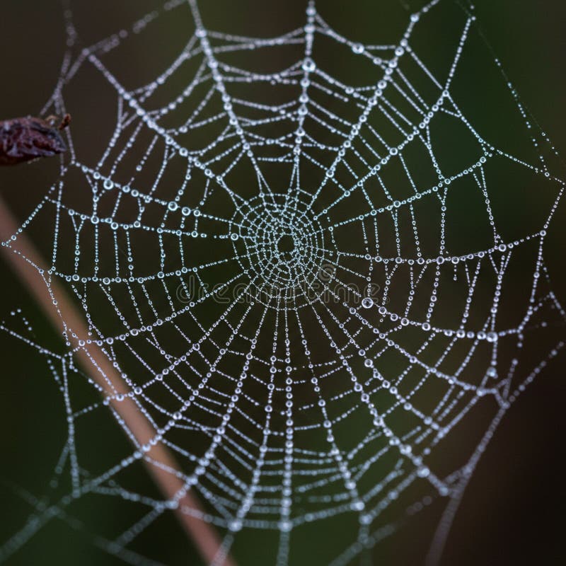 Intricate Spiderweb Covered in Dewdrops, Creating a Shimmering Effect ...