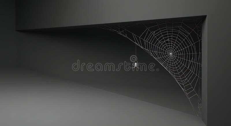 Intricate Spiderweb in a Dark Minimalist Corner Stock Illustration ...