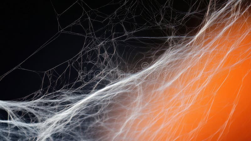 Intricate Spiderweb Silhouette Against Orange Gradient Background Stock ...